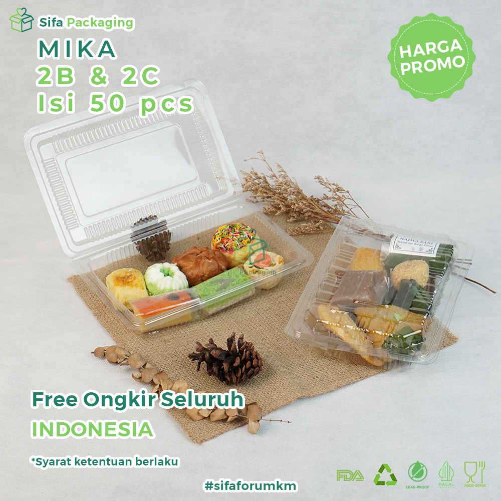 Jual Mika Plastik 2B 2C Kotak Sedang Mika Isi 50 Pcs Kue Makanan ...