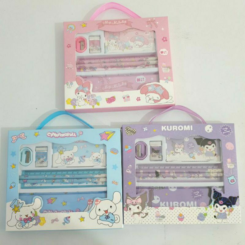 Jual study set tempat pensil kaleng + isinya sanrio kuromi my melody ...