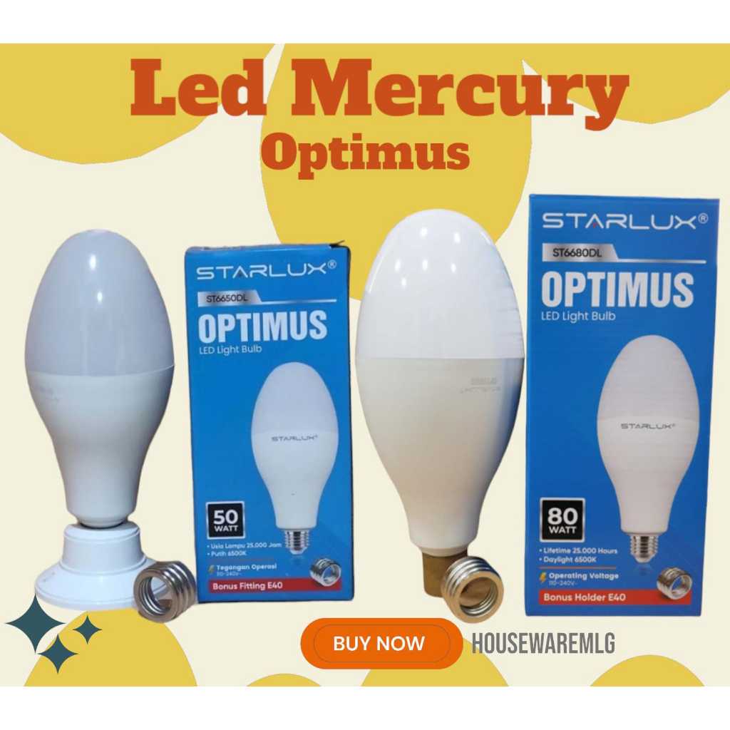 Jual Lampu Led Mercury Starlux Optimus 50W 80W Lampu Gudang | Shopee ...