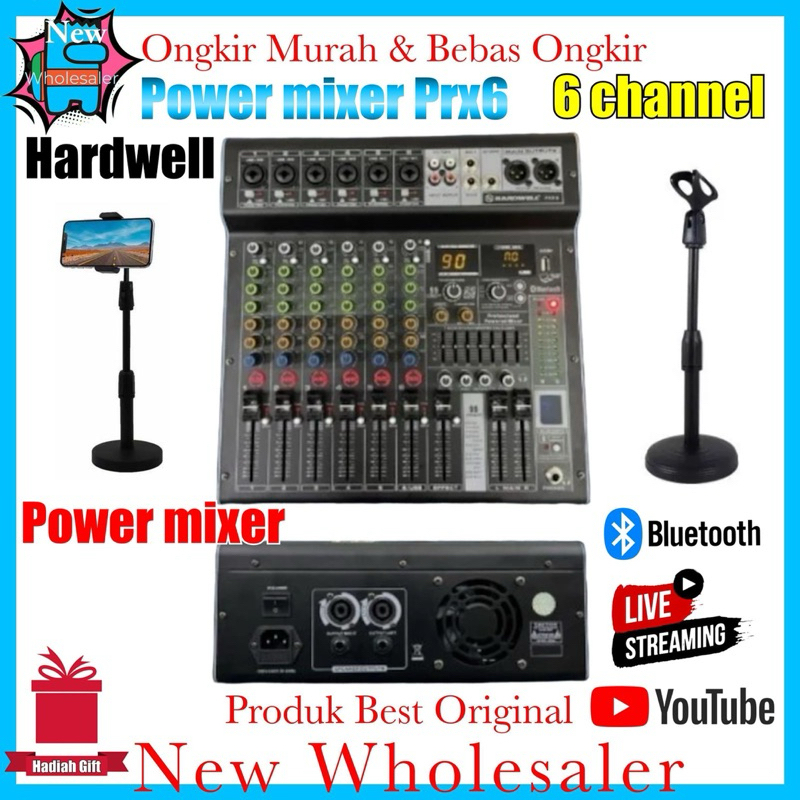 Jual Power Mixer 6 channel Hardwell Prx6 Original effect pengkap Bluetooth | Shopee Indonesia