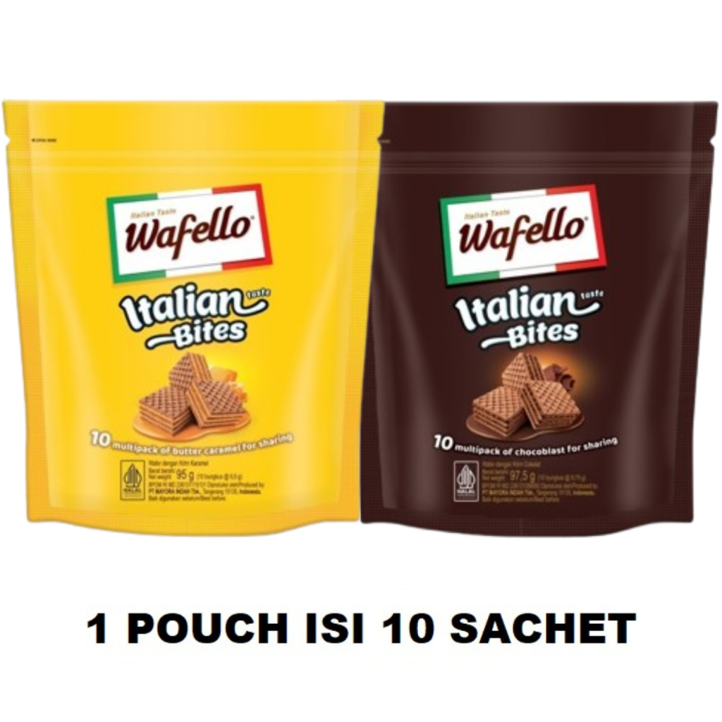 Jual Wafer Wafello Italian Bites Coklat Butter Caramel Kemasan Pouch ...