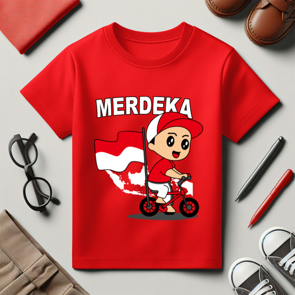 Jual Baju Kaos Distro Anak Kemerdekaan Dirgahayu Indonesia HUT RI Ke 80 Karakter Kartun Usia 1 ...