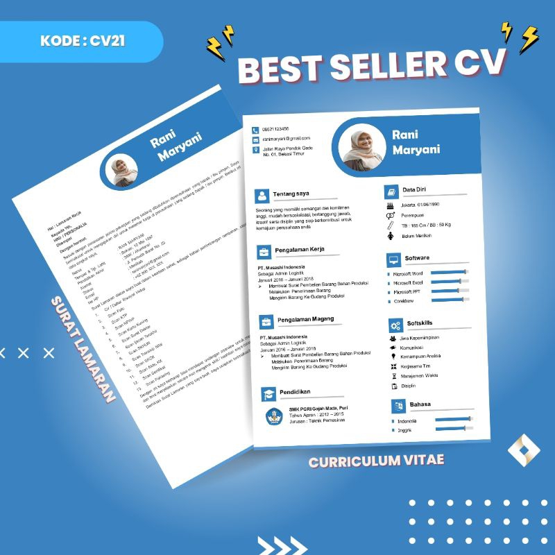 Jual Jasa Pembuatan CV Desain Cocok Untuk Bagian Admin (Kode CV21) | Shopee Indonesia