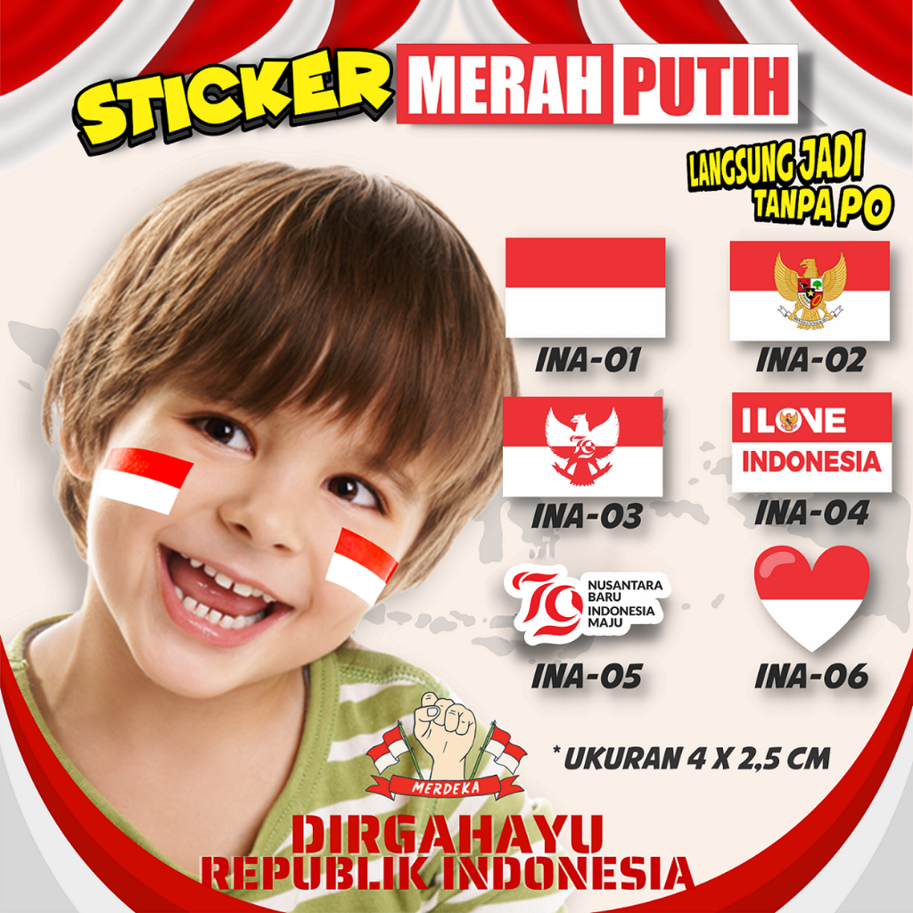 Jual Stiker Pipi HUT 79 Bendera Merah Putih / Sticker Kemerdekaan ...