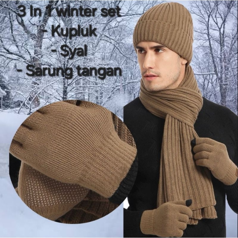 Jual Kupluk / kupluk set / kupluk syal sarung tangan 016 | Shopee Indonesia