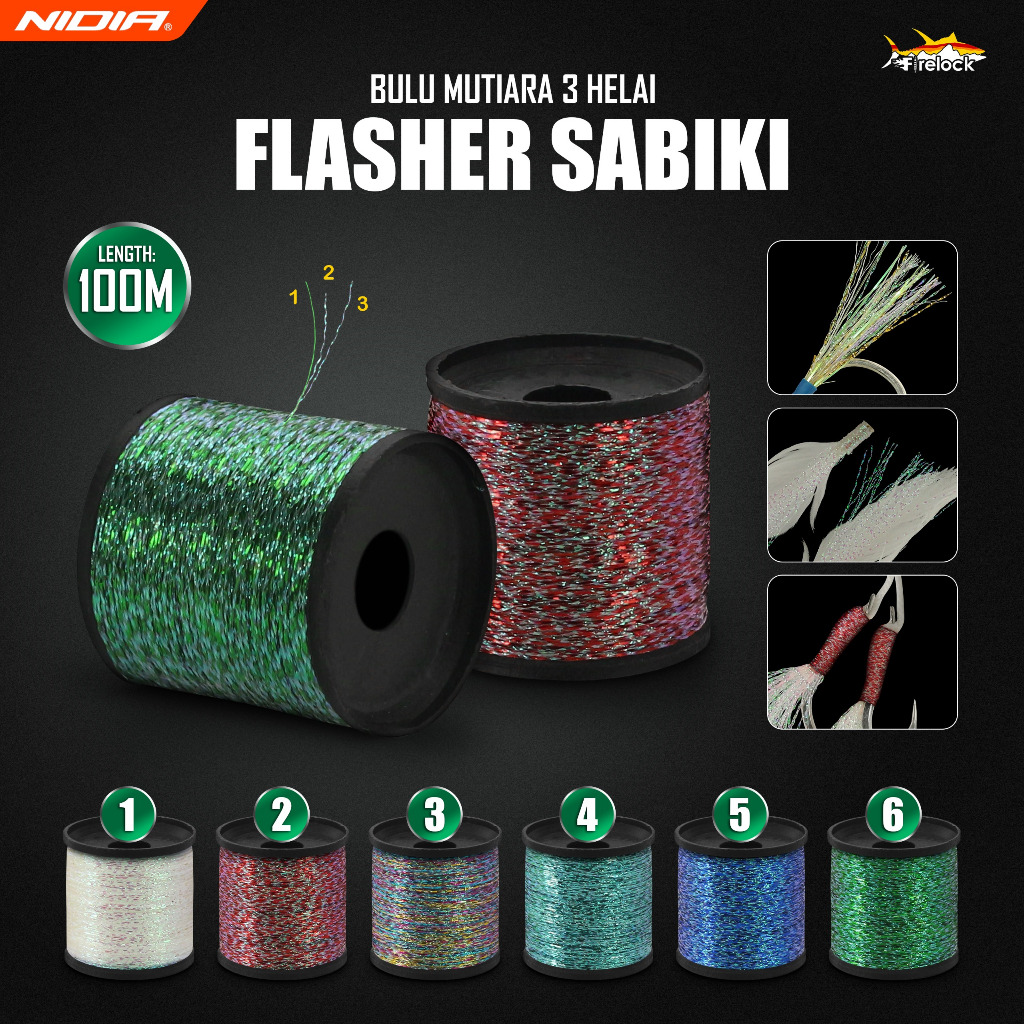 Jual Benang Bulu Kilat mutiara dan Flasher Sabiki Untuk Rakitan Umpan Pancing Assist hook Kotrek ...