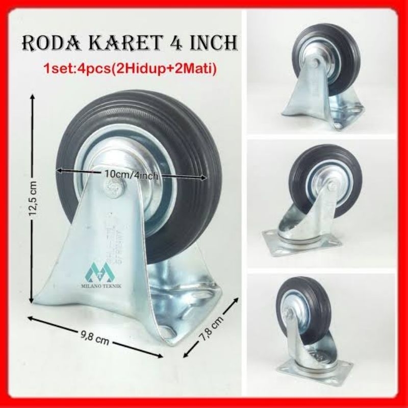 Jual RODA TROLI RODA ETALASE 4 INCH 1 SET (4 PCS) | Shopee Indonesia