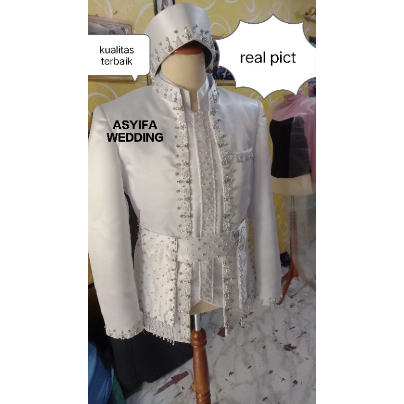 Jual Jas pengantin 1 set modern model sabuk full mutiara+batu | Shopee ...