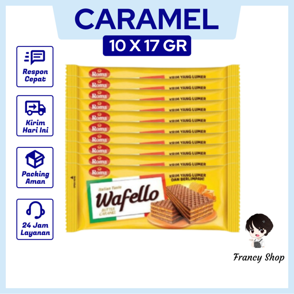 Jual Wafer Roma Wafello Butter Caramel Box 10x17 gr | Shopee Indonesia