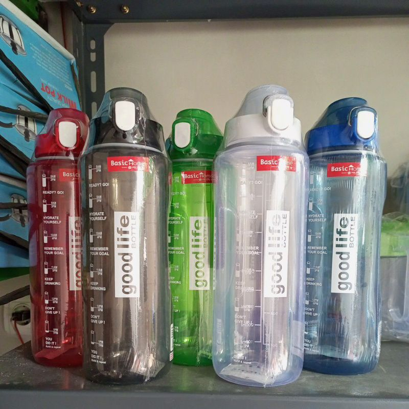 Jual Botol flip TALI minum GOODLIFE aesthetik 1 Liter + tali warna ...