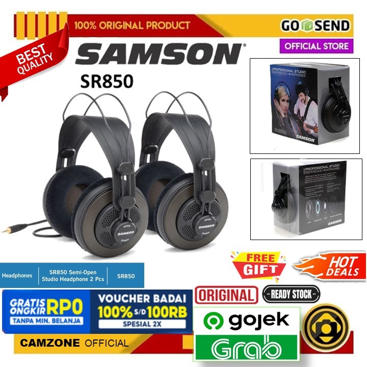 Jual Samson SR850 Semi-Open Studio Headphone 2 Pcs Double Pack | Shopee ...