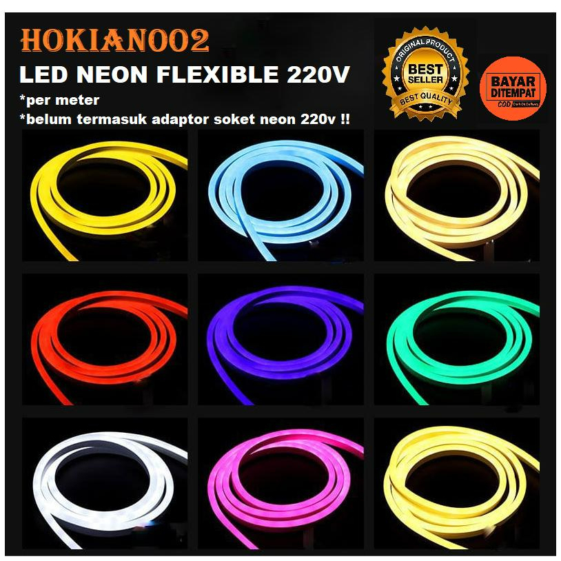 Jual Lampu LED Strip Neon Flexible per Meter 220V IP65 WATERPROOF ...