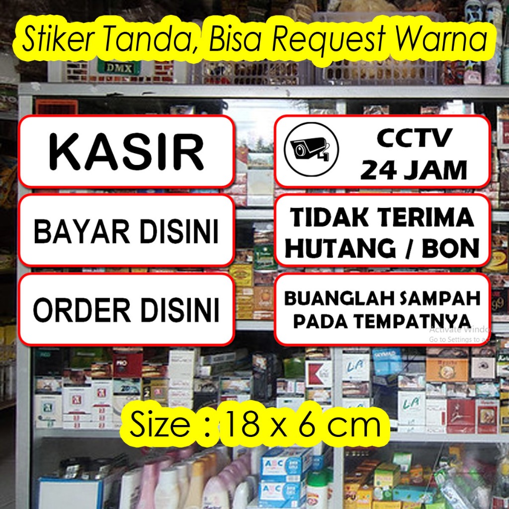 Jual Stiker Tanda untuk Warung Toko Kios Tulisan Kasir Bayar Order CCTV ...