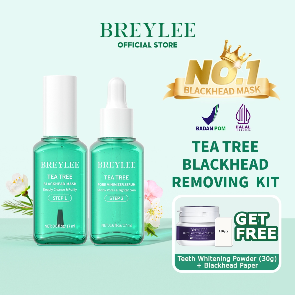 Jual [BPOM] BREYLEE Tea Tree Blackhead Mask Set (2PCS) - Masker Komedo ...