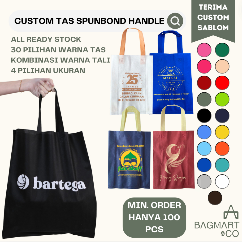 Jual Custom Sablon Tas Belanja Handle Spunbond Goodie Tote Bag Logo 75 ...