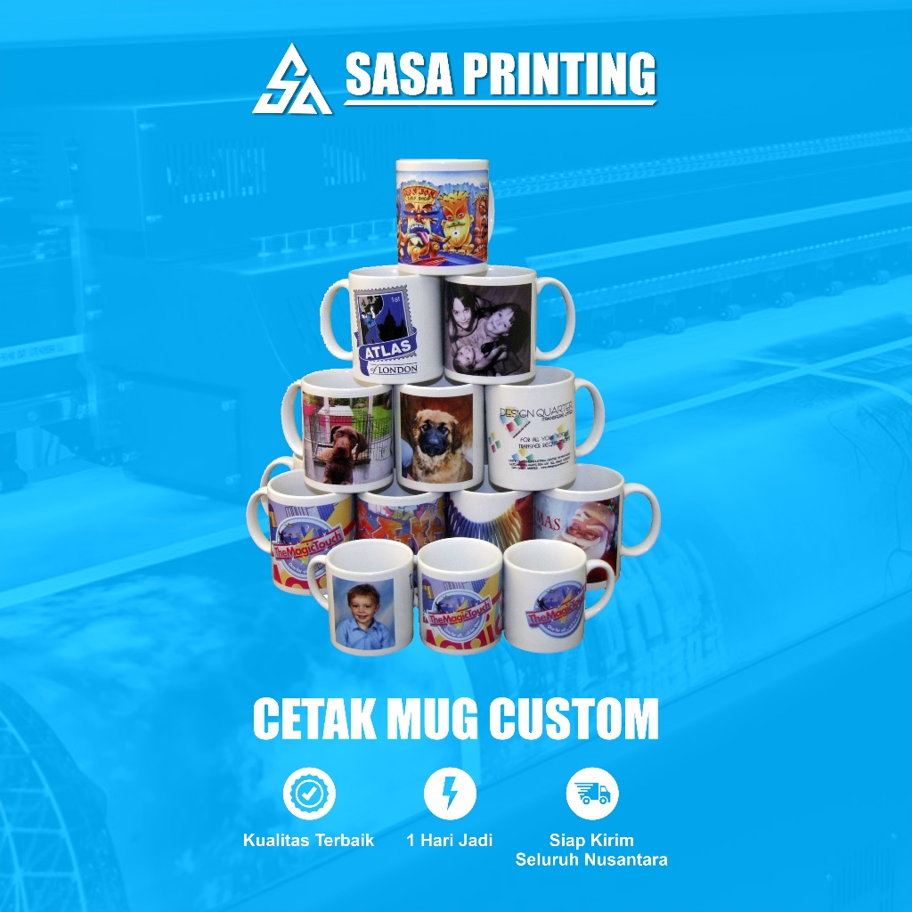 Jual Cetak MUG Custom Tanpa Minimal Order 1 Hari Jadi / Foto / Tulisan ...
