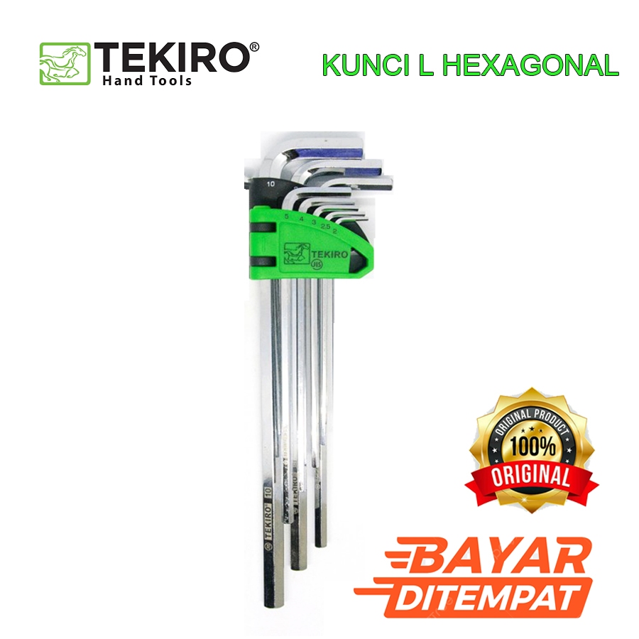 Jual TEKIRO Kunci L Panjang 8 PC Hexagonal Key Set Model Panjang ...