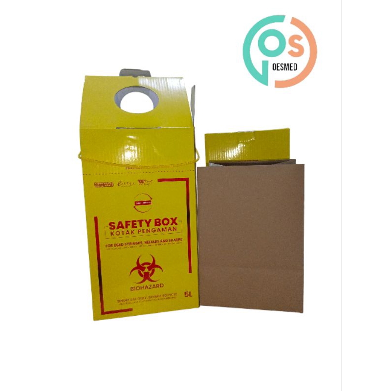 Jual SAFETY BOX 5 Liter Tempat Sampah Medis/safetybox/Alkes/BioHazard/Kardus/5L/5Liter | Shopee ...