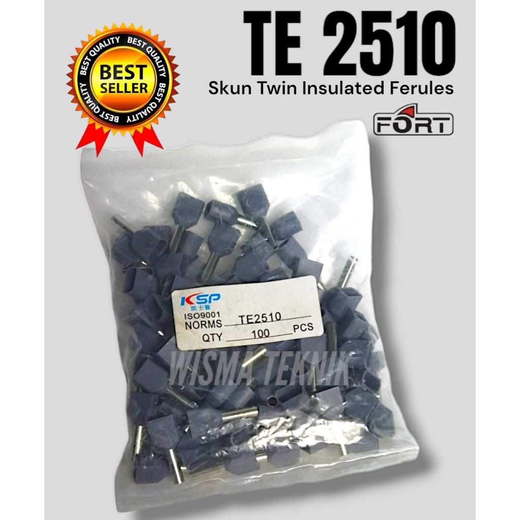 Jual Kabel Skun/Cable Shoes Twin Insulated Ferrules 2 kabel FORT TE2510 ...