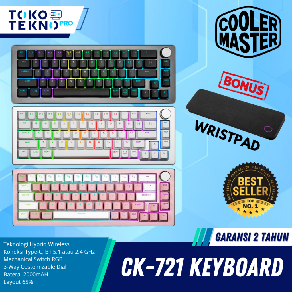 Jual Cooler Master CK721 / CK-721 65% Hybrid Mechanical Gaming Keyboard ...