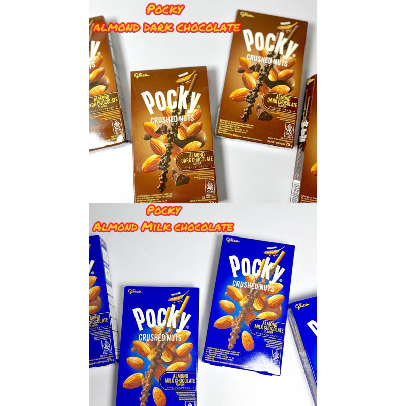 Jual Pocky Almond Crushed Nuts Dark Chocolate / Milk Chocolate 25 gr ...