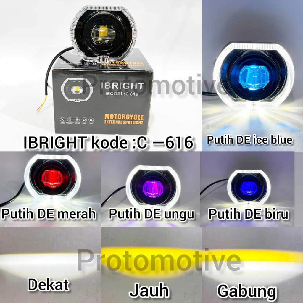 Jual IBRIGHT Lampu Utama Projie Biled Cut Off Original C616 Body Black Premium Dengan Shroud Dan ...
