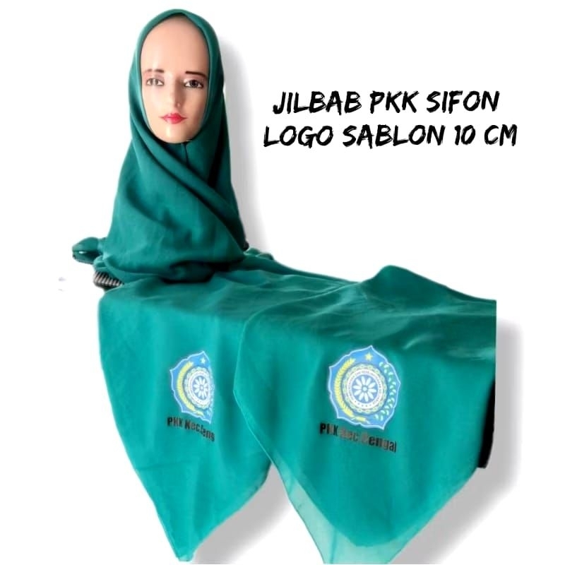 Jual Jilbab pkk sifon logo sablon 10 cm bisa custom nama daerah ...