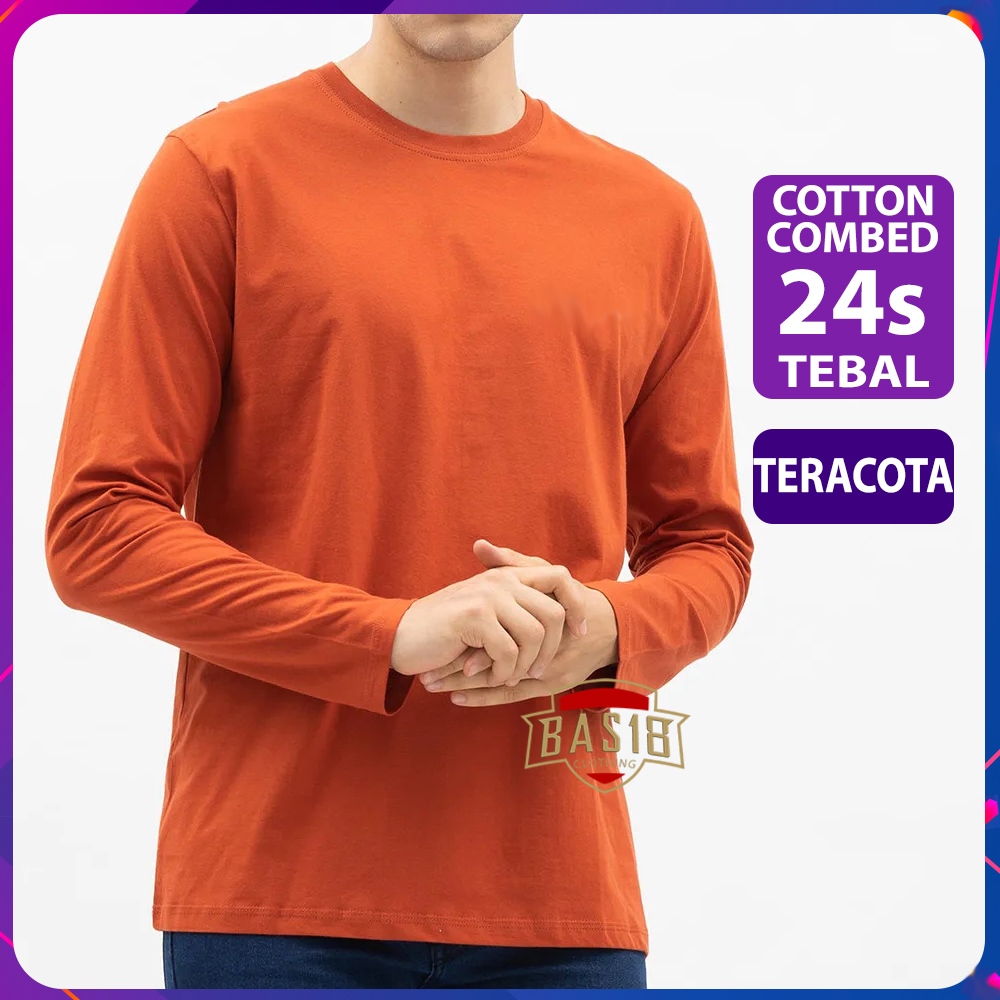 Jual Kaos Polos 24s Cotton Combed Premium Asli Terracotta Lengan ...