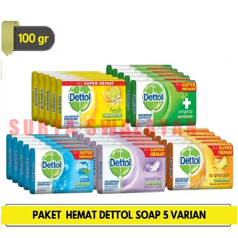 Jual Dettol Sabun Mandi Original 100 gr x 5 Pcs All Varian - Dettol ...