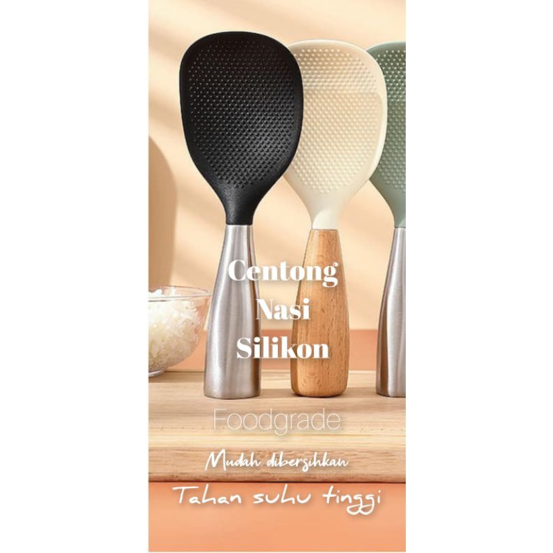Jual Centong nasi sendok nasi silikon standing rice spoon | Shopee ...