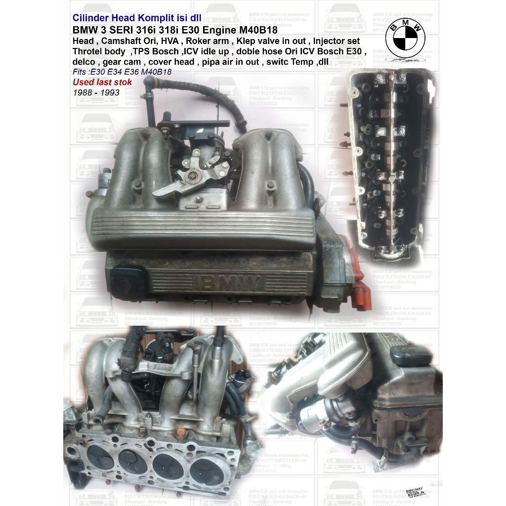 Jual Cilinder Head BMW 3 SERI 316i 318i E30 Engine M40B18 komplit E30 ...