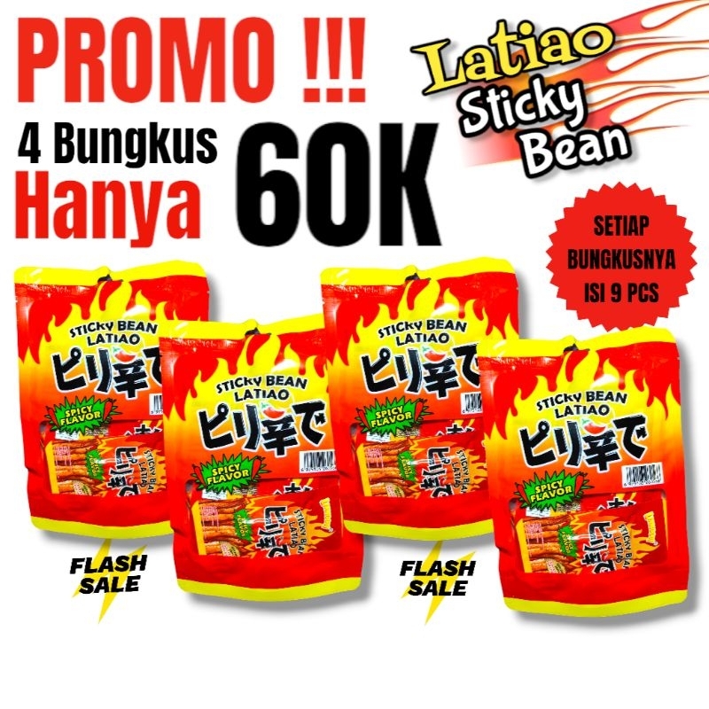Jual [ PROMO ] PAKET 4 BUNGKUS LATIAO STICKY BEAN ( 4 X 9 PCS ...