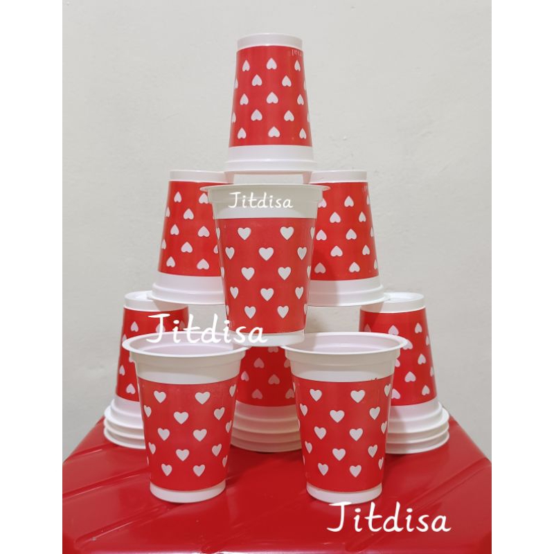 Jual Gelas Love Merah /Gelas Party Love Merah Isi 50 Pcs | Shopee Indonesia
