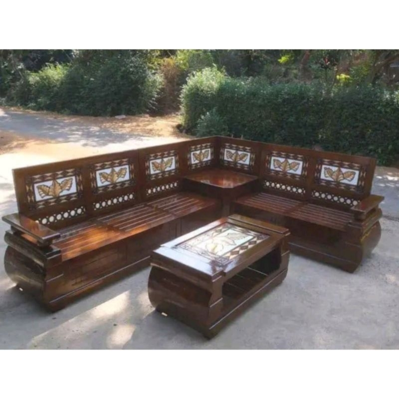 Jual kursi tamu jati kursi sudut kayu jati model domini terlaris ...