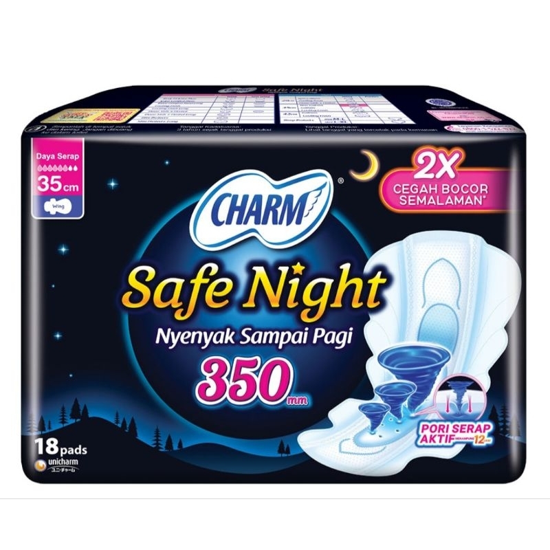 Jual CHARM Pembalut Safe Night 35 cm isi 18 | Shopee Indonesia