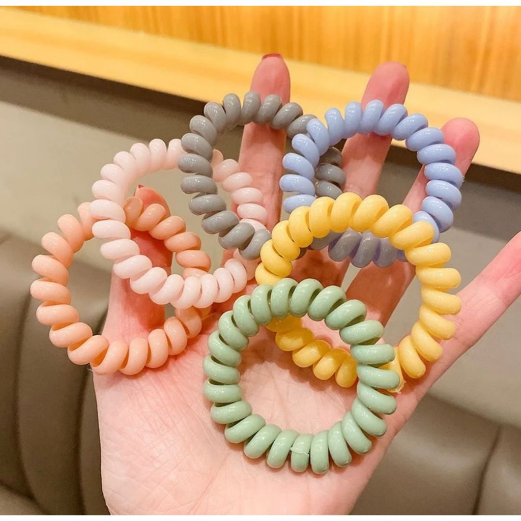 Jual Kuncir Rambut Spiral Doff Glossy Kuncir Rambut Mate Lucu Warna ...