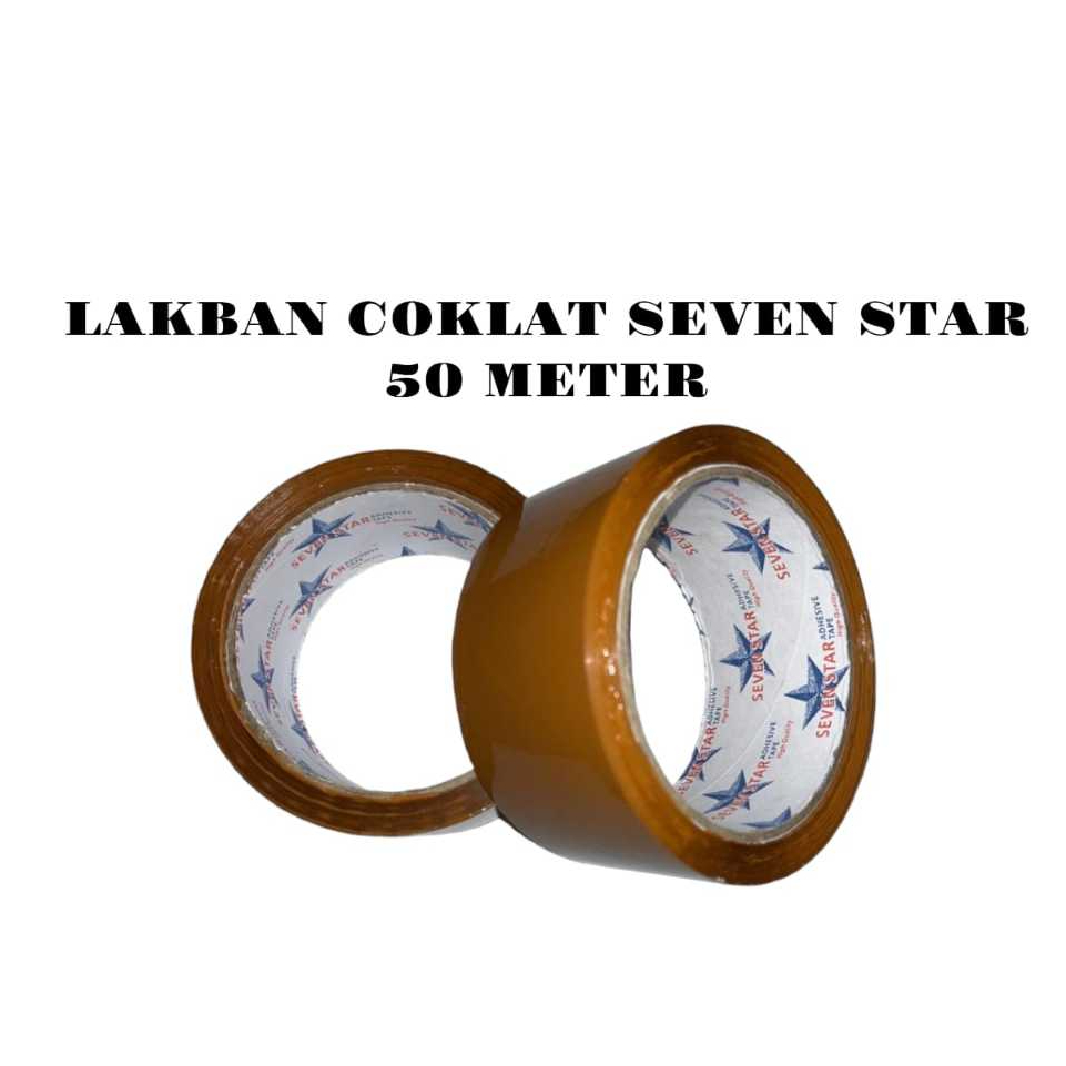 Jual Lakban Isolasi Coklat Ukuran Real 50 Meter Lebar 4.8 cm MerK Seven ...
