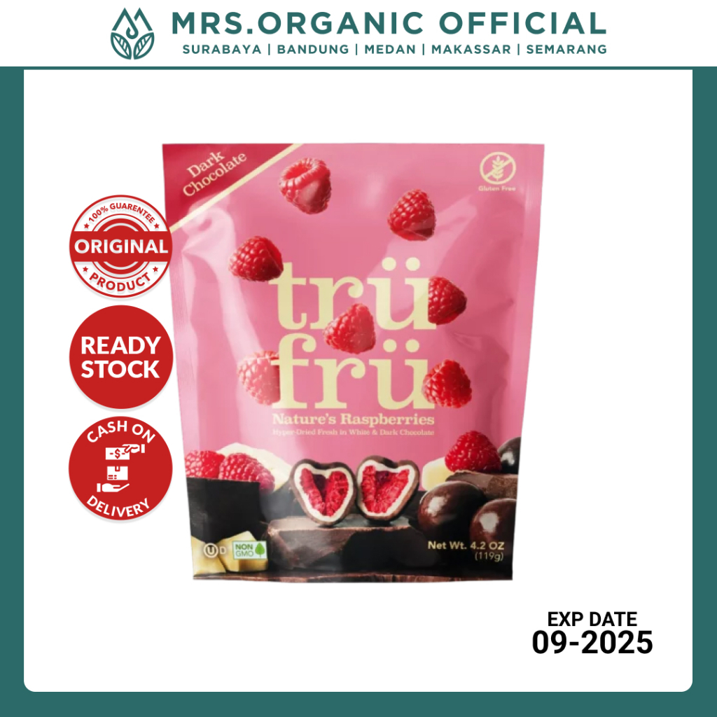 Jual Snack Cemilan Camilan Buah Rasberi & Coklat TRUFRU Dark Chocolate ...