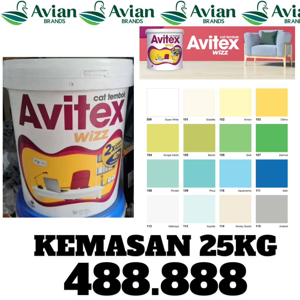 Jual Cat Tembok Avitex Wizz 25 Kg Ready Mix | Shopee Indonesia