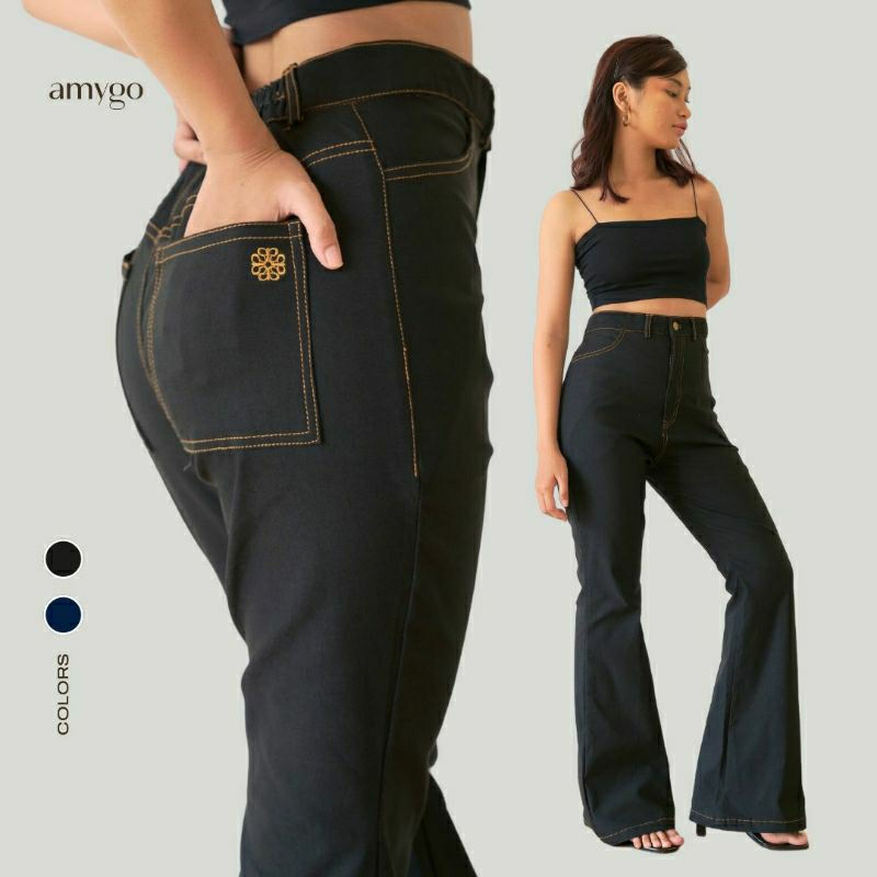 Jual Amygo Store - Anagram Denim Flare Pants with Butt Lifted Effect ...