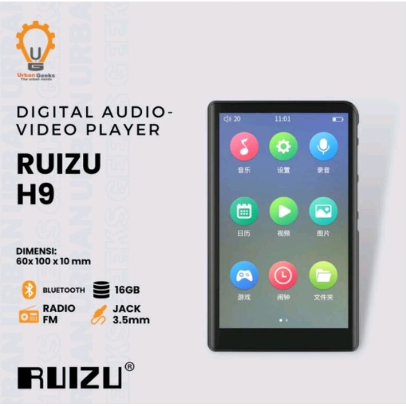 Jual RUIZU Digital Audio Player Bluetooth HiFi MP4 Touchscreen 16GB DAP ...
