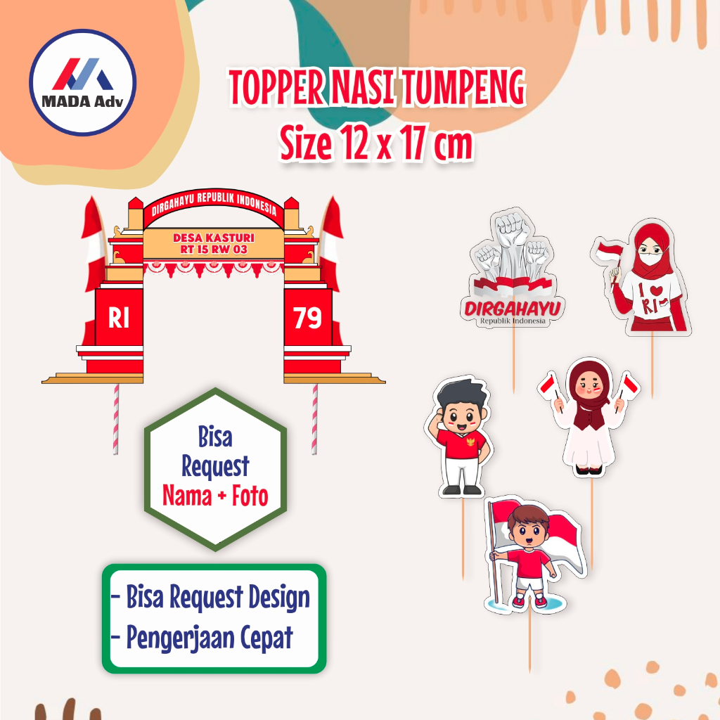 Jual Topper Tumpeng Custom HUT RI/ Topper Custom Kemerdekaan/ Topper ...