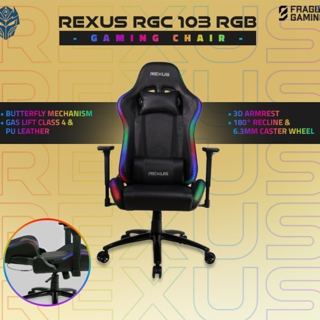 Jual Rexus Gaming Chair / Kursi Gaming RGC 103 V2 RGB LED NEW EDITION ...