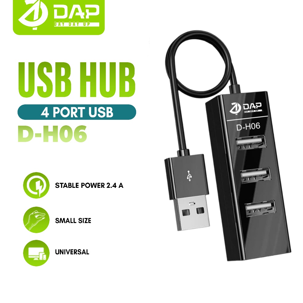 Jual DAP DH6 USB HUB 4 Port USB 24A Lenght 1cm Smart Charging Garansi ...