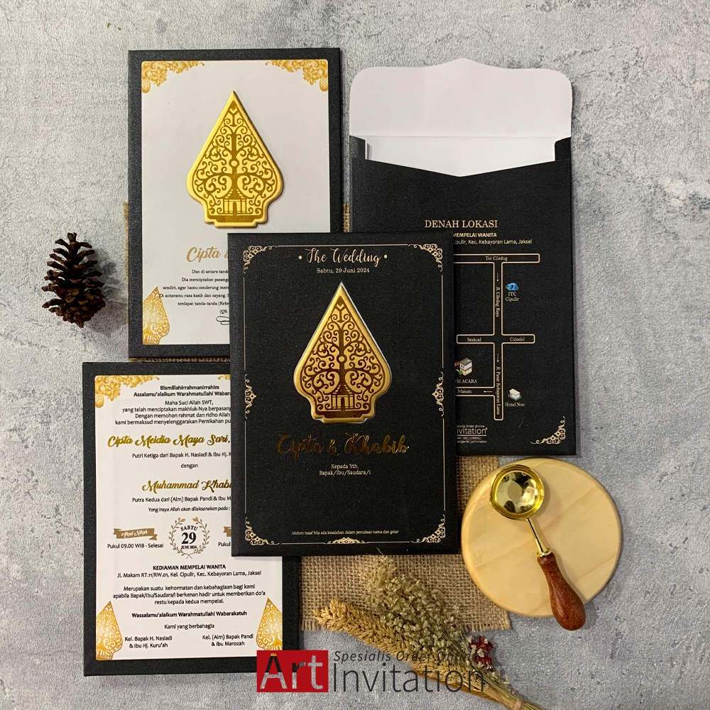 Jual Undangan Jawa Hard Cover Single Board Plus Amlop Emblem Wayang ...