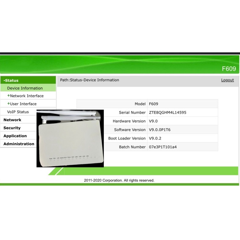 Jual Onu EponGpon ZTE F69 V9 modem xpon w E2W9 | Shopee Indonesia