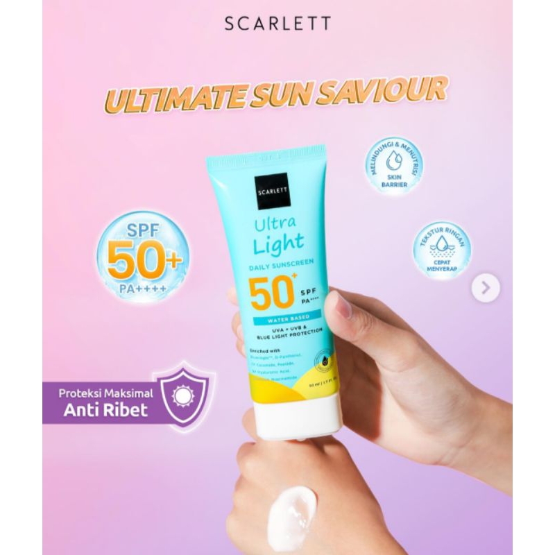 Jual Scarlett Ultra Light Daily Sunscreen SPF 50 PA++++ 50ml | Shopee Indonesia
