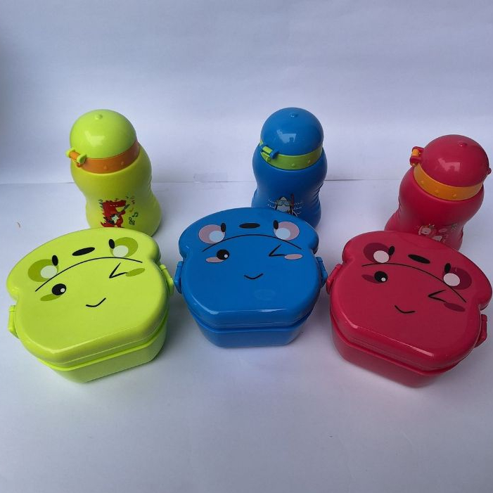 Jual Kotak set tempat makan lunch box bekal anak souvenir ultah plus botol minum lucu 625 ...
