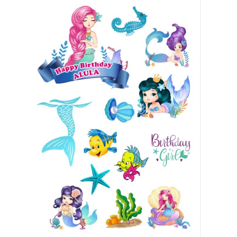 Jual Topper Cake Tema Mermaid Princess/Hiasan Kue ULTAH MERMAID ARIEL ...