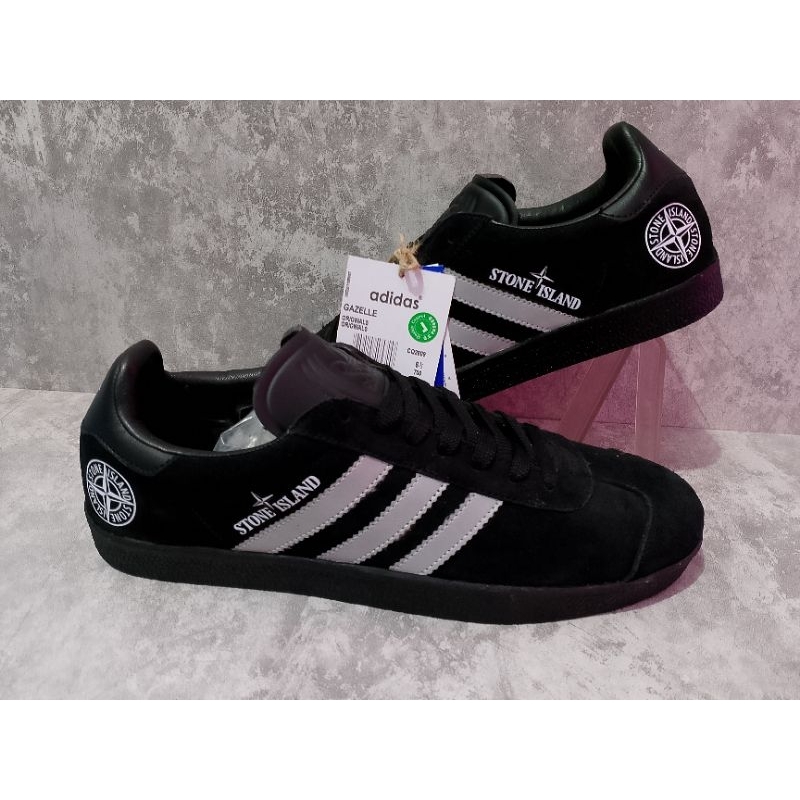 Jual Sepatu Sneakera Adidas Gazelle X Stone Island Black Silver ...